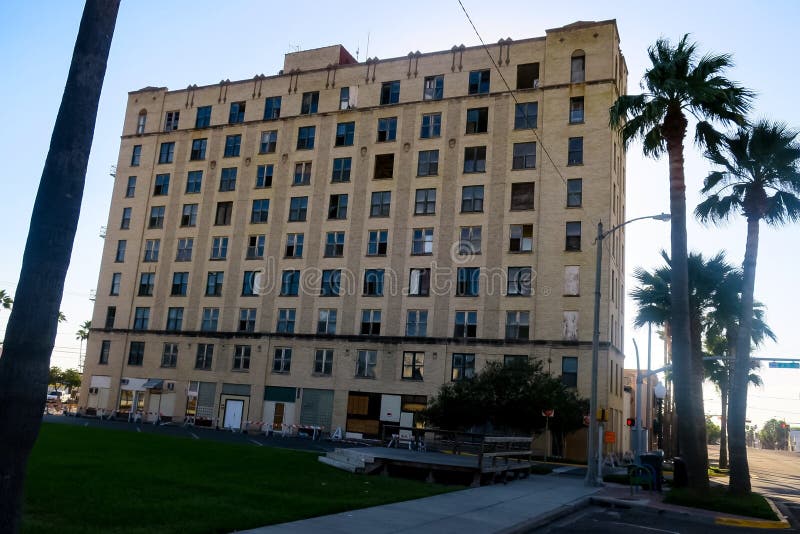 A Nine-story Brick Apartment Building. Metal Staircase Outside on the ...