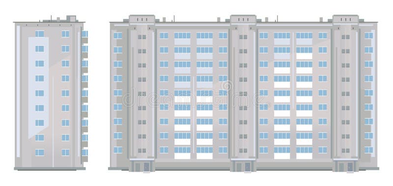 Set of Nine-story Eastern European Buildings Isolated Stock Vector ...