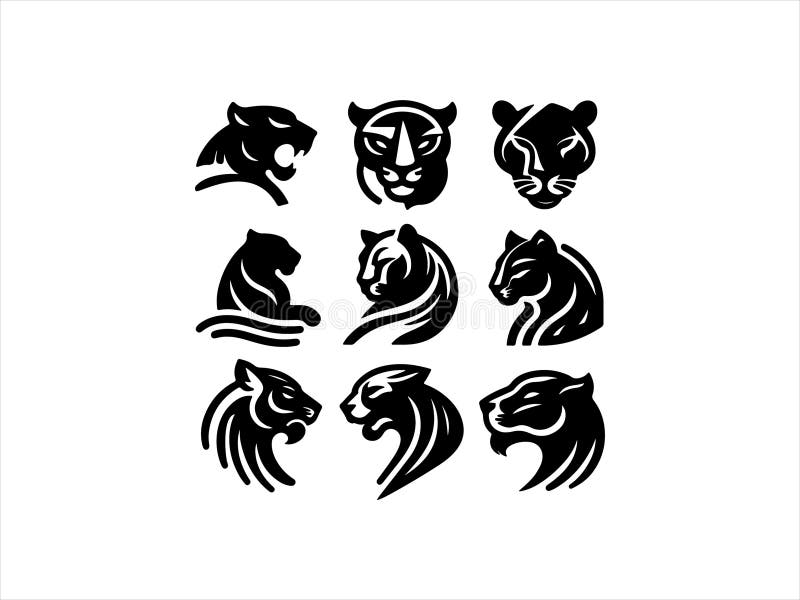 Black panther logo set stock vector. Illustration of font - 359618614