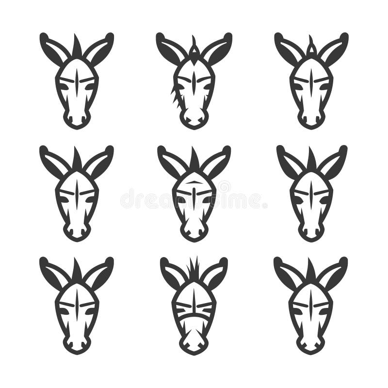 Stylized Donkey Heads Stock Illustrations – 15 Stylized Donkey Heads ...