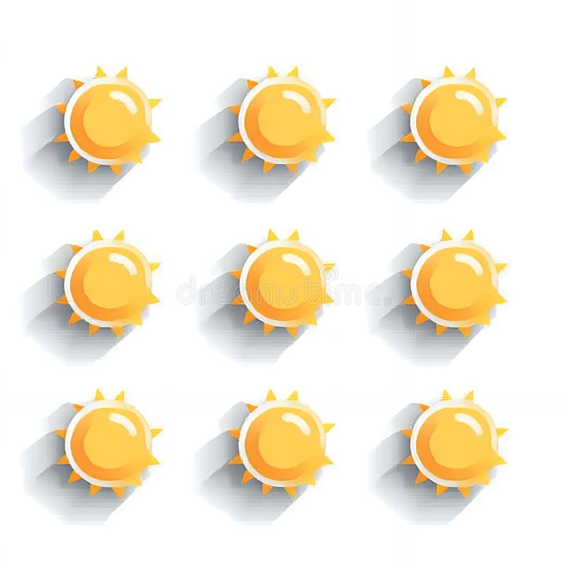 Nine Sunny Icons Summer Weather App Design Elements Stock Illustration ...