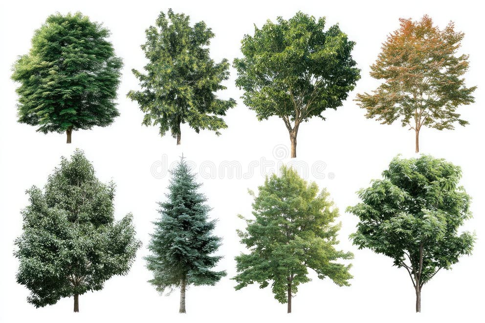 Collection of Eight Trees stock illustration. Illustration of foliage ...