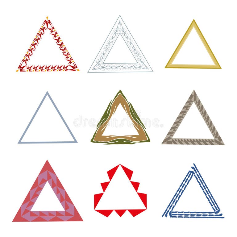 Nine Triangle Shapes. Multicolor and Texture Mix. Natural and Abstract ...