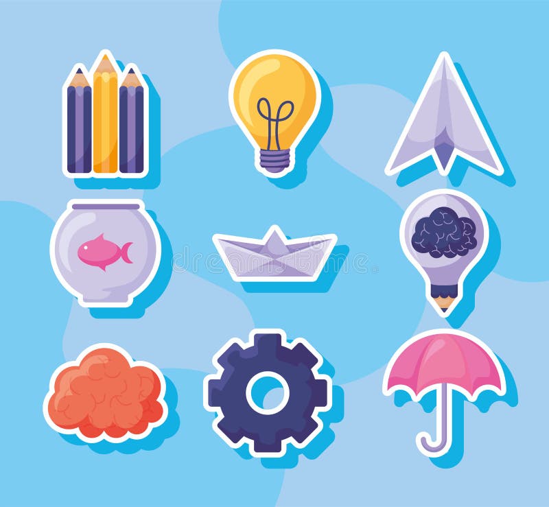 Nine unique items stock vector. Illustration of design - 224293225