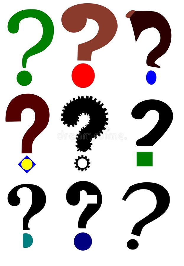 Nine Unique Question Mark Eps Vector Illustration on White Background ...