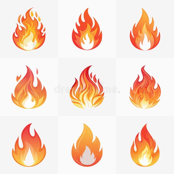 Vibrant Fire Flame Vectors Collection Dynamic Burning Elements for ...