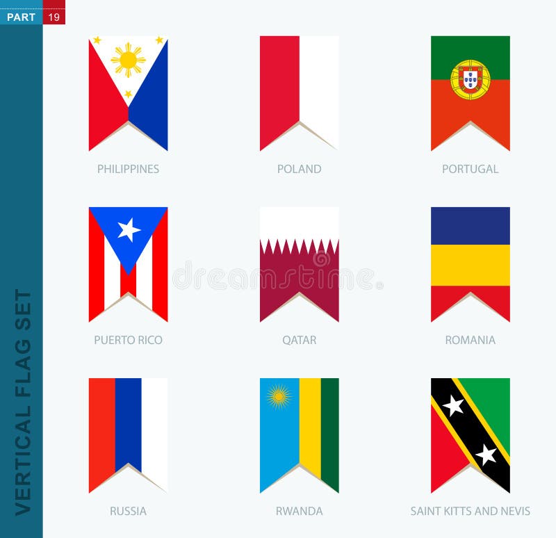 Nine Vector Vertical Flag Set. Vertical Icon with Flag Stock Vector ...