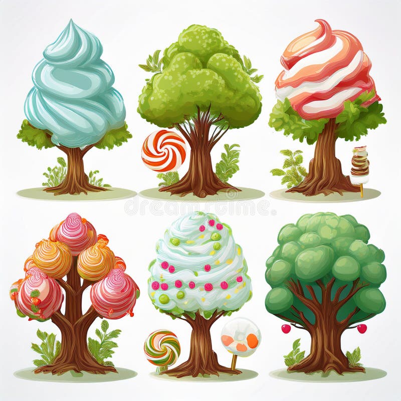 Fairytale tree with sweets stock illustration. Illustration of sweets ...