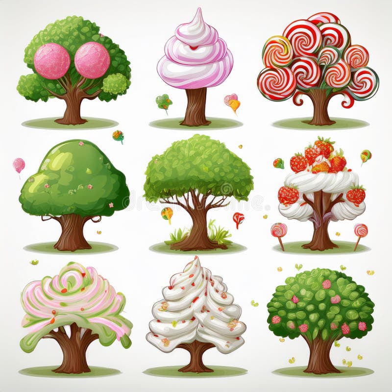 Fairytale tree with sweets stock illustration. Illustration of plant ...