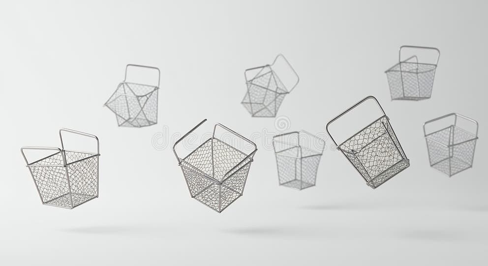 Floating Wire Baskets: a Minimalist Still Life Stock Illustration ...
