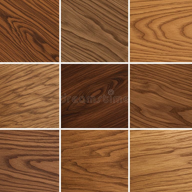 Nine Wood Texture Samples Displayed in a 3x3 Grid Stock Illustration ...