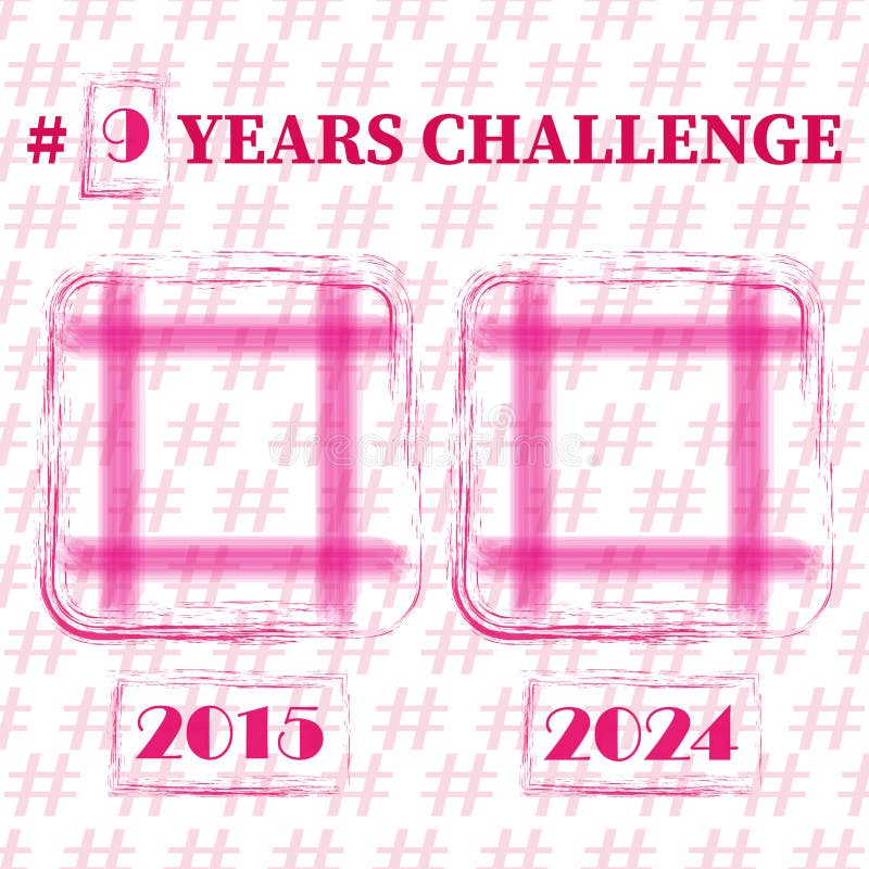 Nine Years Challenge Concept. Vector Hashtag Evolution. Pink ...