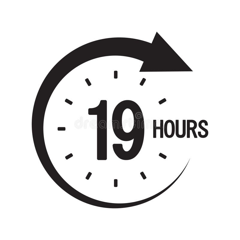Nineteen Hours Icon. Bold 19 Text. Circular Clock Symbol. Countdown ...