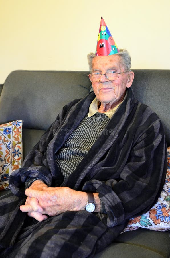 Ninety Five Years Old Man Celebrates Birthday Stock Photo - Image of ...