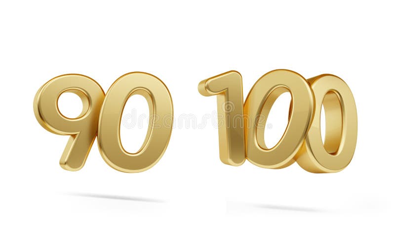Ninety One Hundred Bold Golden Number 3d-illustration Stock ...