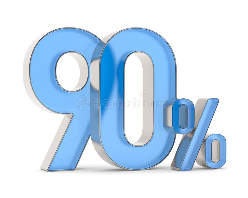 Ninety Percent on White Background. Isolated 3D Illustration Stock ...
