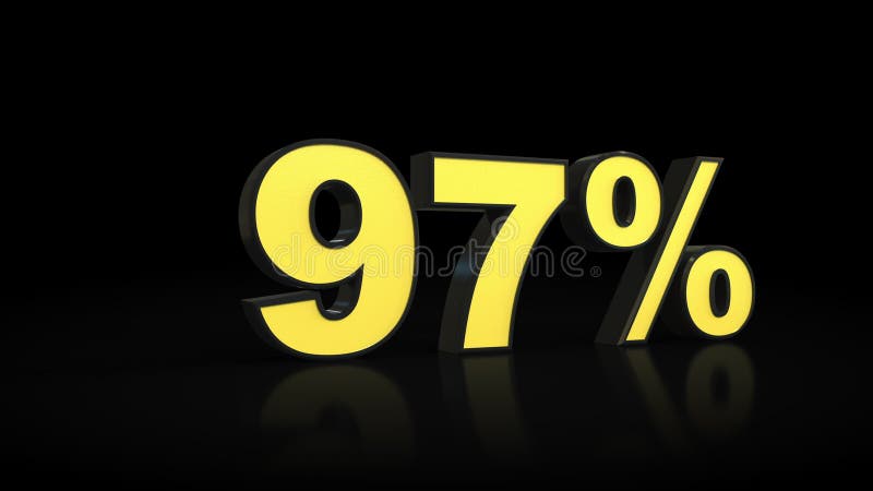 Ninety-seven 97 Percent 3D Rendering Stock Illustration - Illustration ...