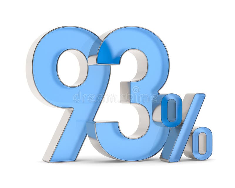 Ninety Three Percent on White Background. Isolated 3D Illustration ...