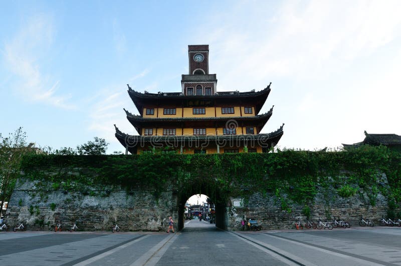 Ningbo Drum Tower editorial stock photo. Image of bright - 101469698