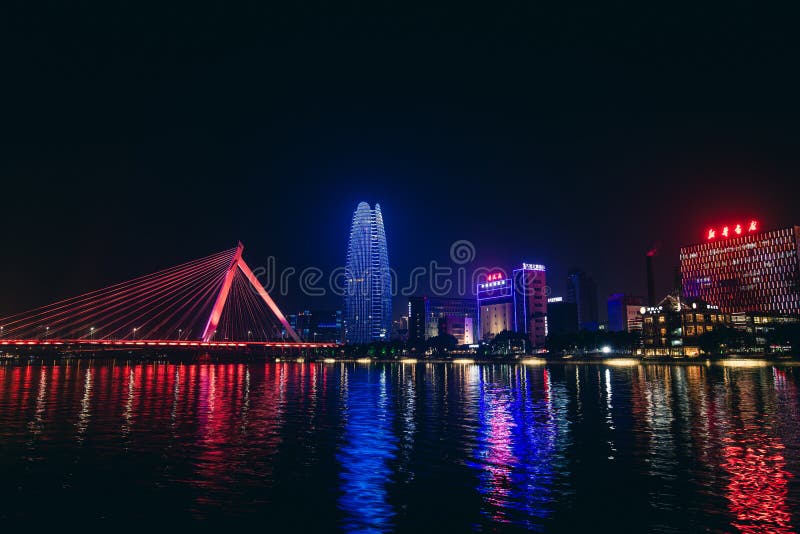 Ningbo night scene editorial photography. Image of ningbo - 170268347