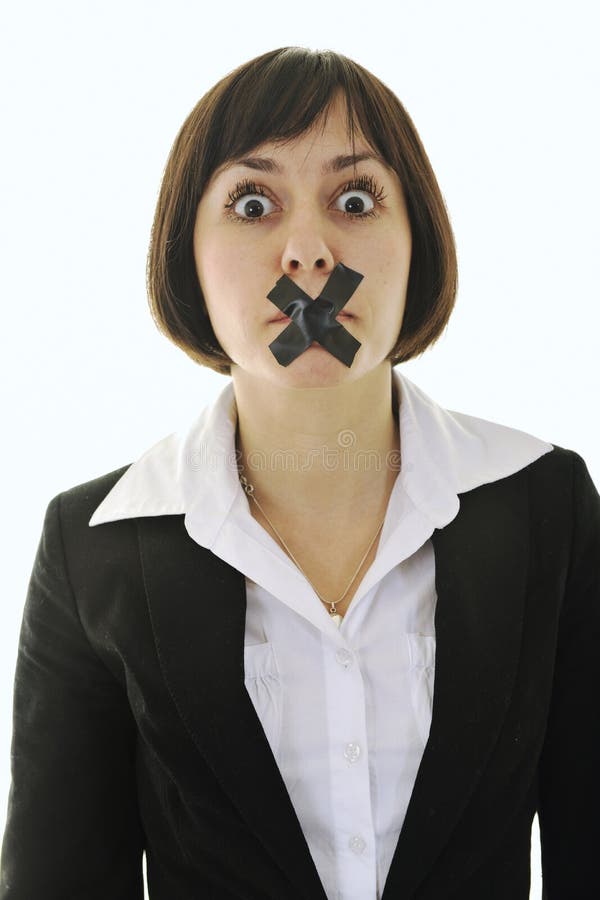 Mujer con la boca atada foto de archivo. Imagen de discurso - 16896300