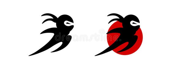 Ninja Art Two Stylized Black Figures with Dynamic Red and White ...