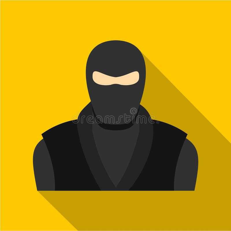 Ninja in Black Clothes and Mask Icon, Flat Style Stock Vector ...