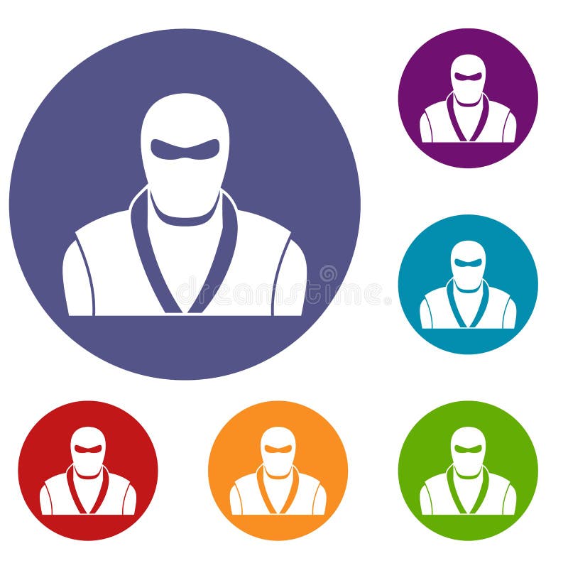 Ninja in Black Mask Icon Digital Purple Stock Vector - Illustration of ...