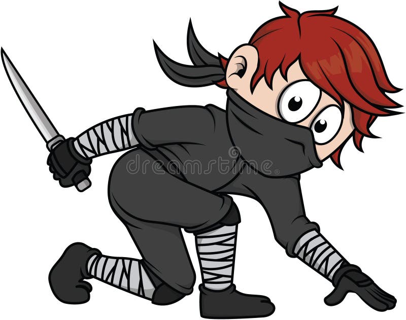 Ninja Boy Cartoon Color Illustration Stock Vector - Illustration of ...