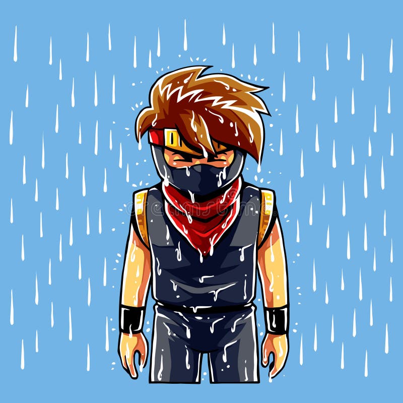 Ninja Boy Sadness in Tears stock illustration. Illustration of sobbed ...