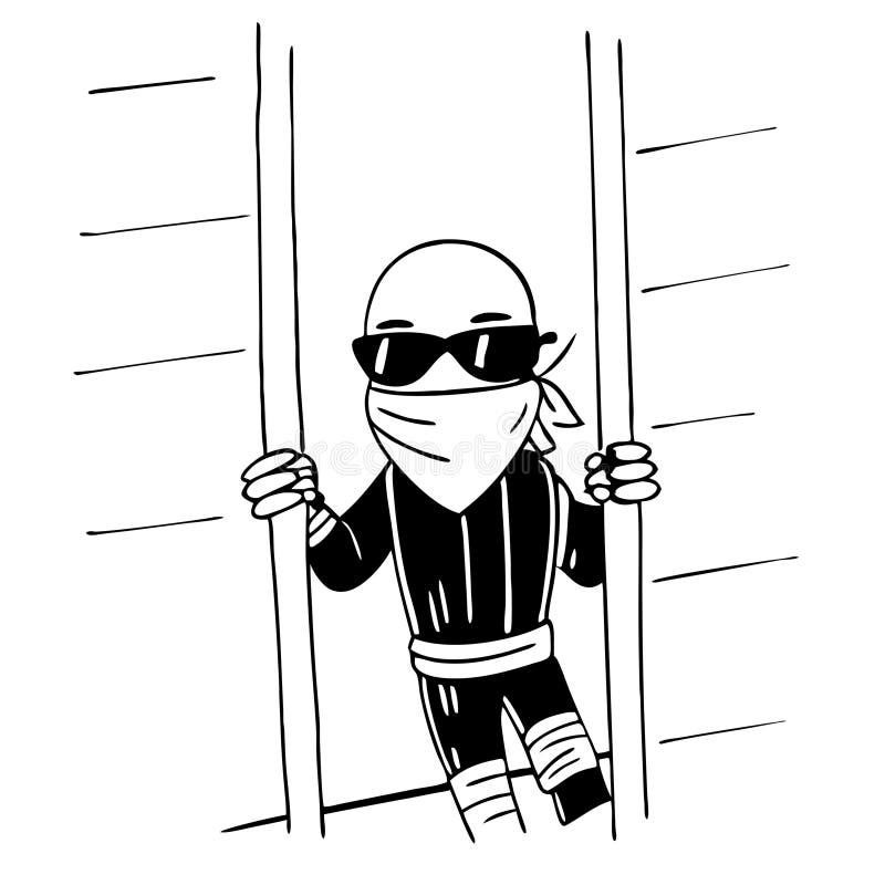 Ninja Character Using Bars in Action Illustration Perfect for Tattoo ...