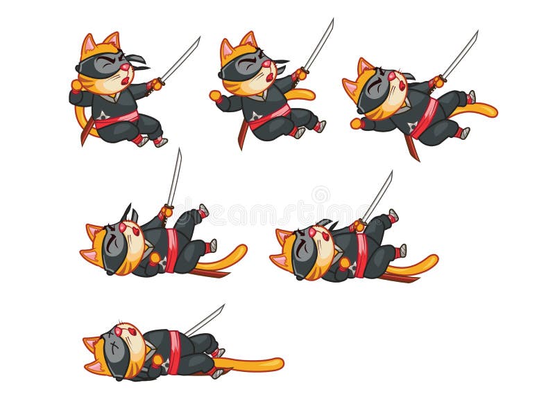 Ninja De Morte Cat Animation Sprite Ilustração Stock - Ilustração de ...