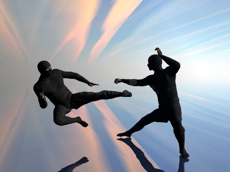 Ninja dos en lucha. stock de ilustración. Ilustración de oriental - 402692