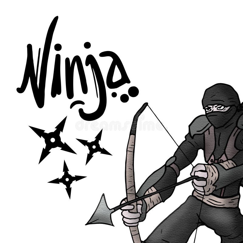 Ninja draw stock illustration. Illustration of strogn - 103572673
