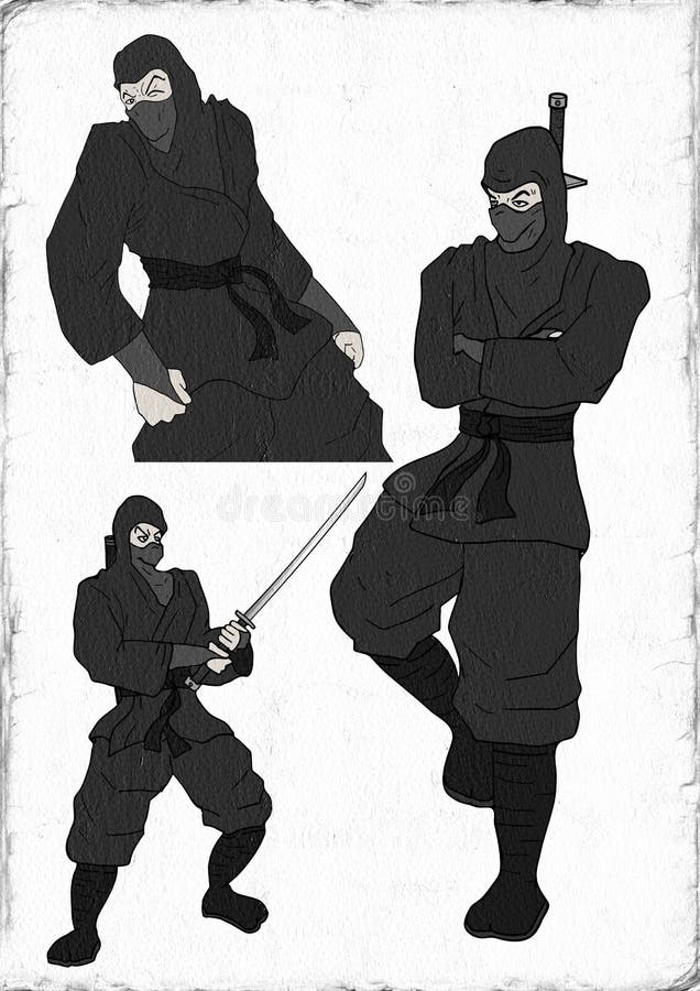 Ninja draw stock illustration. Illustration of japanese - 100405205