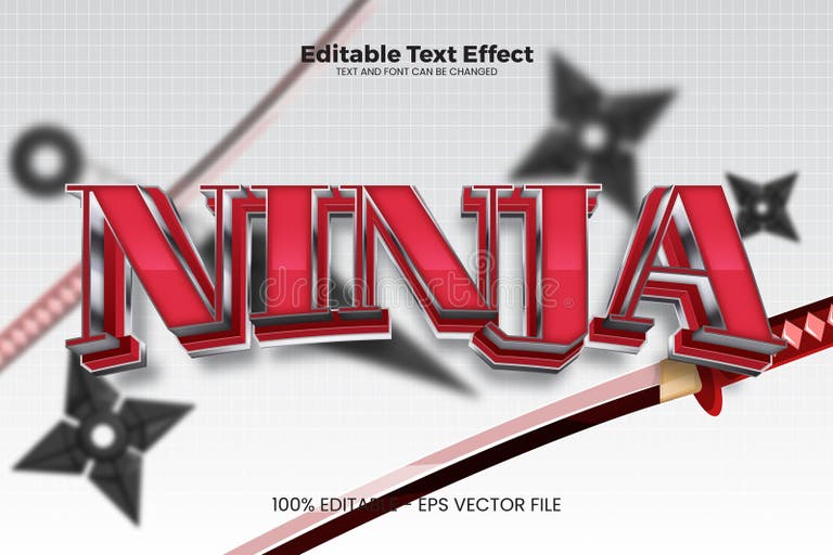 Ninja Editable Text Effect in Modern Trend Style Stock Vector ...