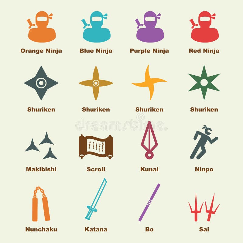 Ninja icons stock vector. Illustration of japanese, arts - 40981262