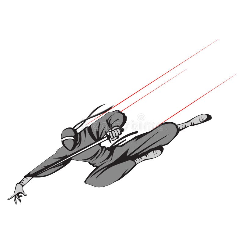 Ninja flying with Sword stock vector. Illustration of attack - 23003603