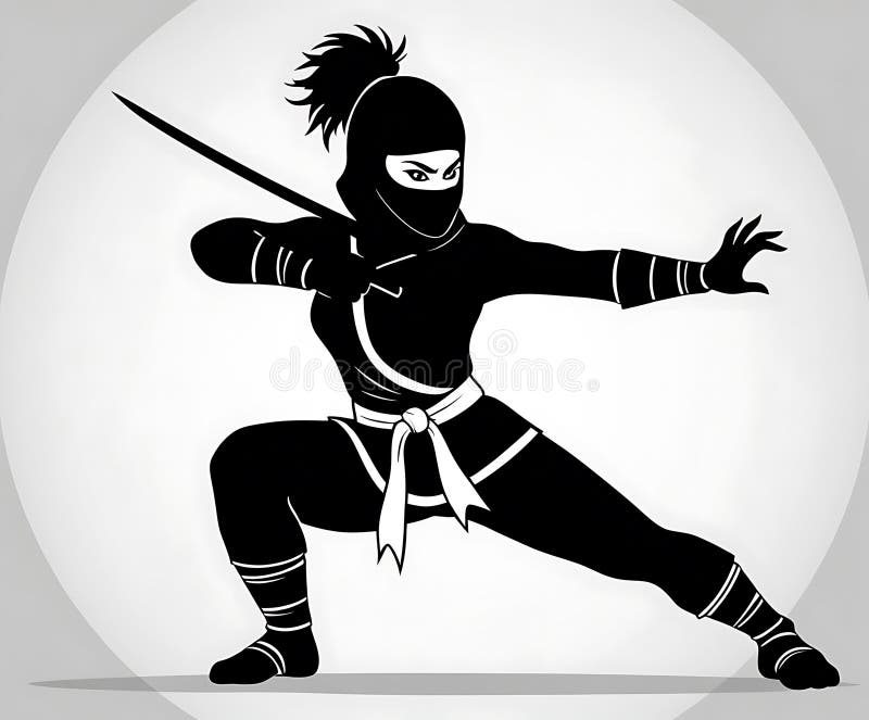 Ninja Girl with Face Mask and Samurai Illustration Concept Stock ...