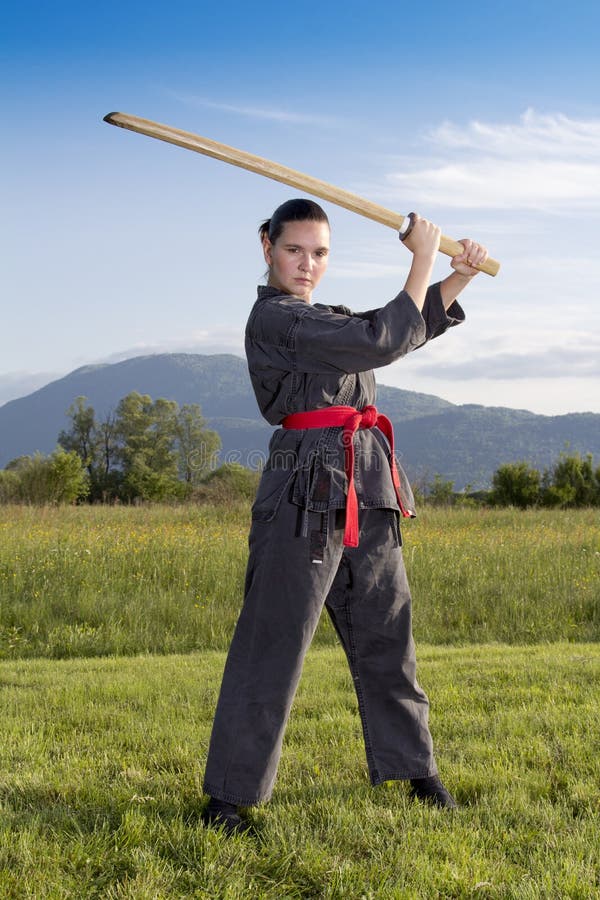 Ninja Girl with Katana Sword Stock Image - Image of asian, culture ...