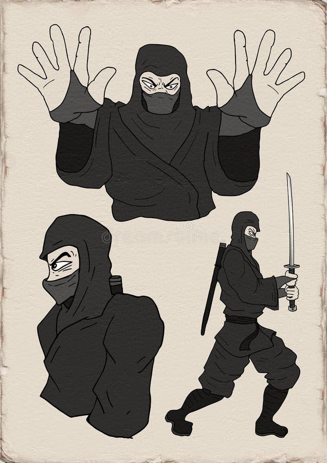 Ninja illustration stock illustration. Illustration of papyrus - 89784142