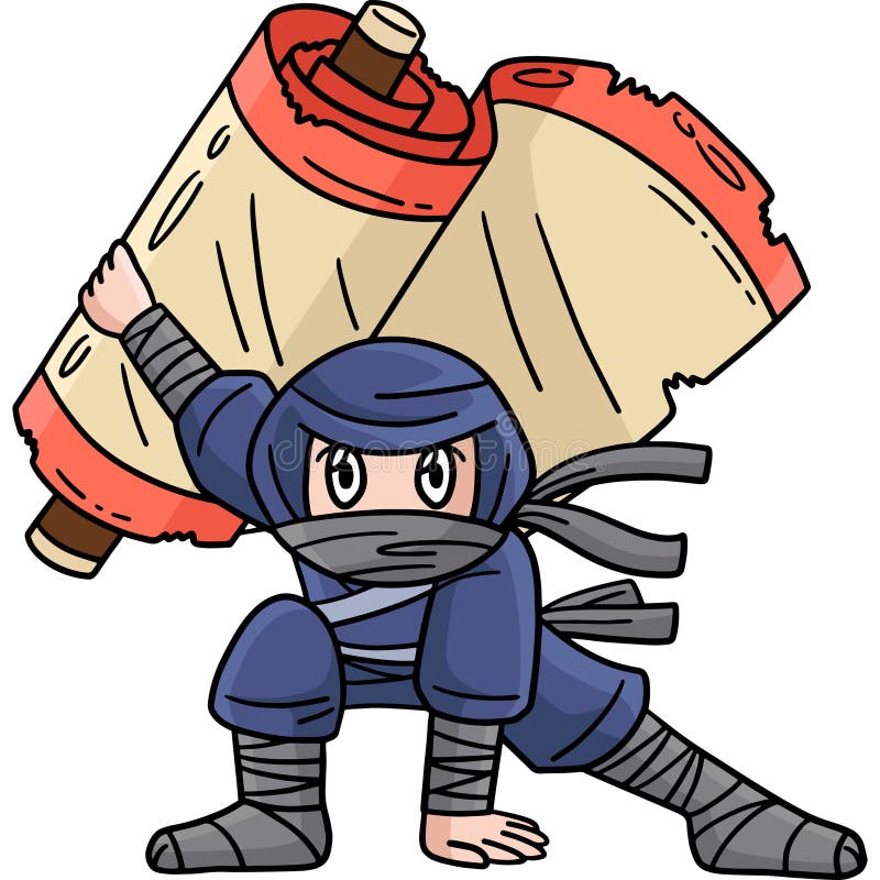 Ninja with Jutsu Scroll Cartoon Colored Clipart Stock Vector ...