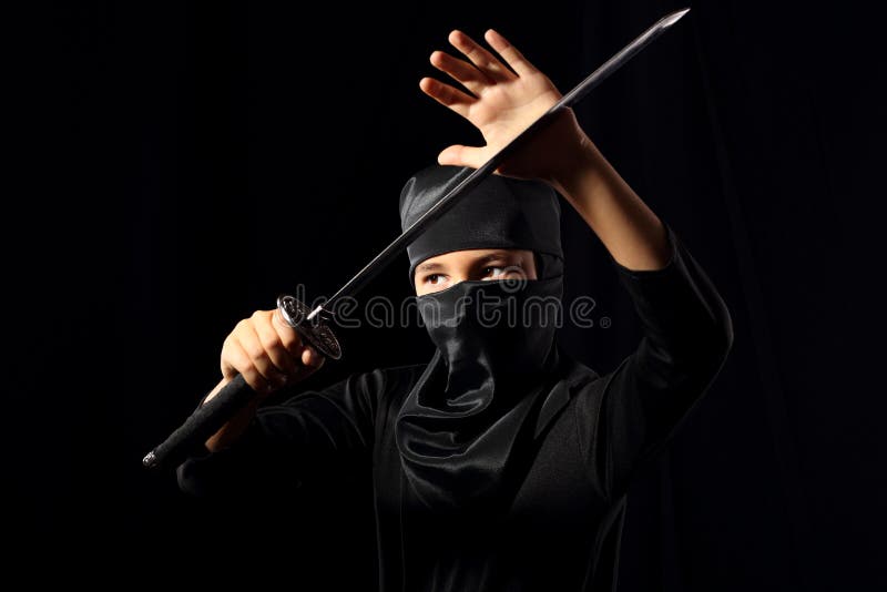 Ninja-Kind stockbild. Bild von held, kostüm, kriegerisch - 45420261