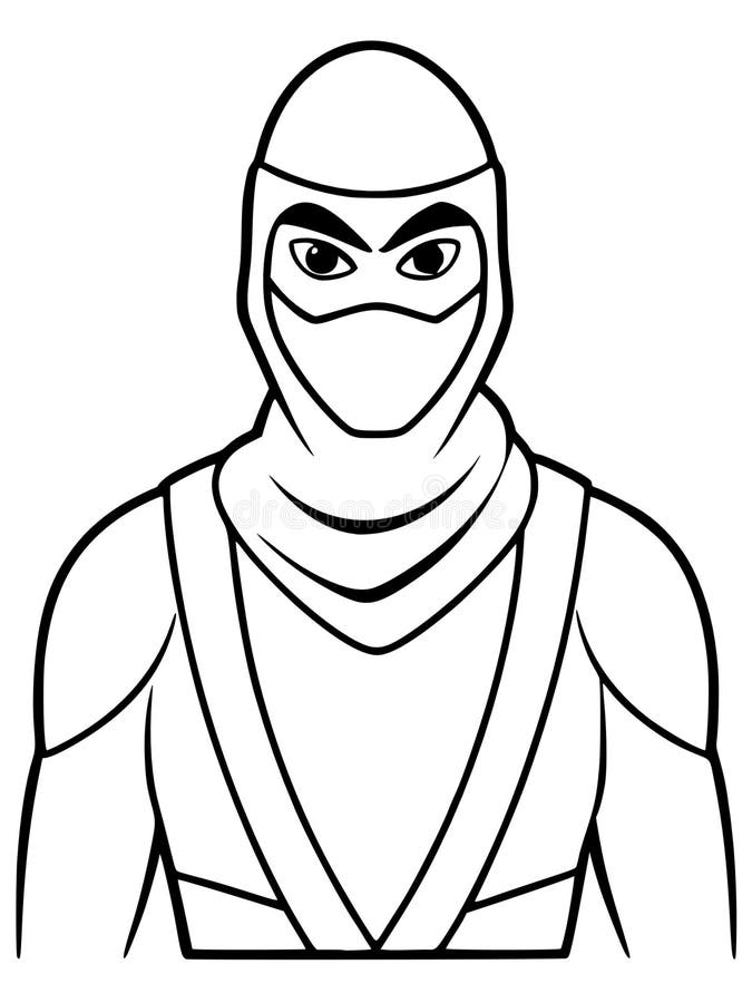 Ninja Man in Black and White Stock Illustration - Illustration of ...