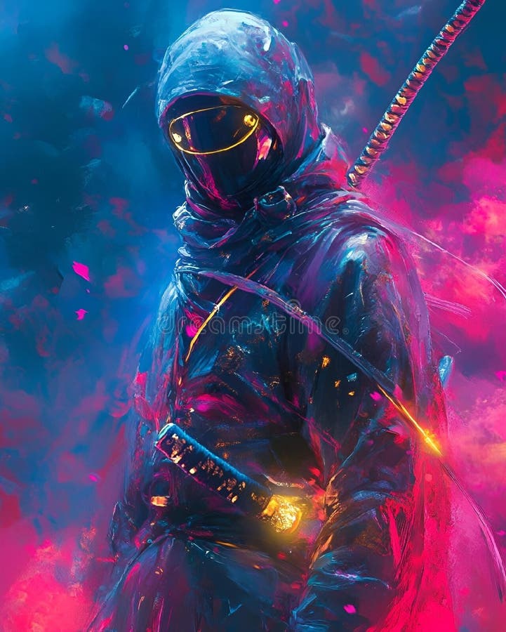 Ninja Painted Style Illustration Characters Stock Illustration ...