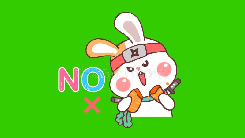 Ninja Rabbit Animation: Carrot Break with No Message - Green Screen ...