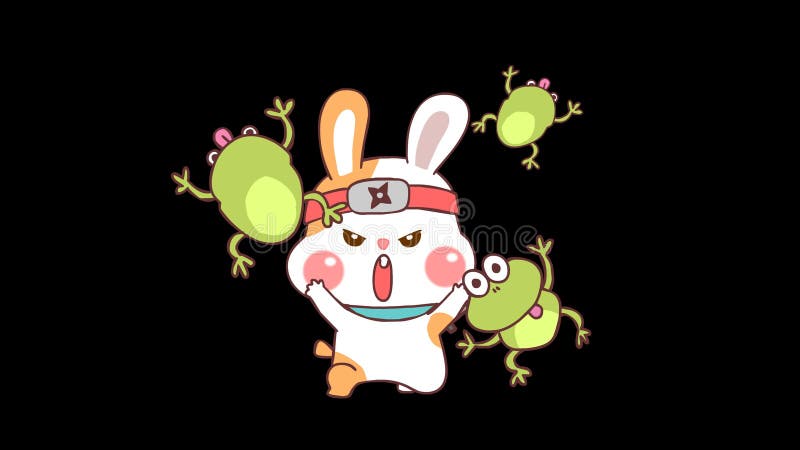 Ninja Rabbit Spell Animation - Transparent Background Stock Footage ...