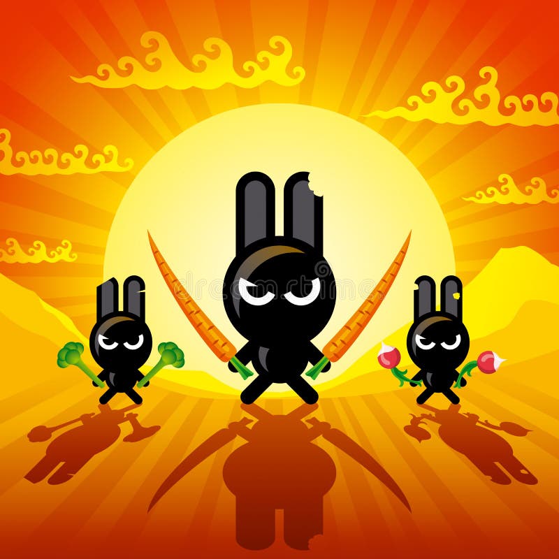 Ninja Rabbits stock vector. Illustration of animal, icon - 16334096
