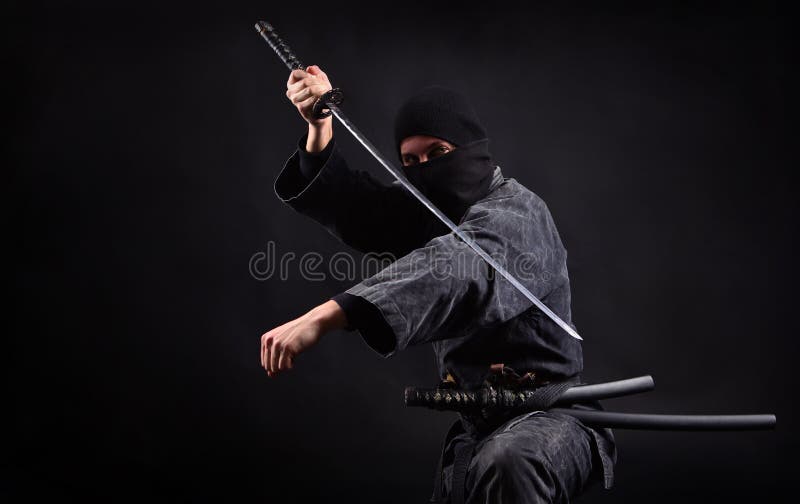 Ninja Samurai with Katana in Attack Stock Image - Image of equipment ...