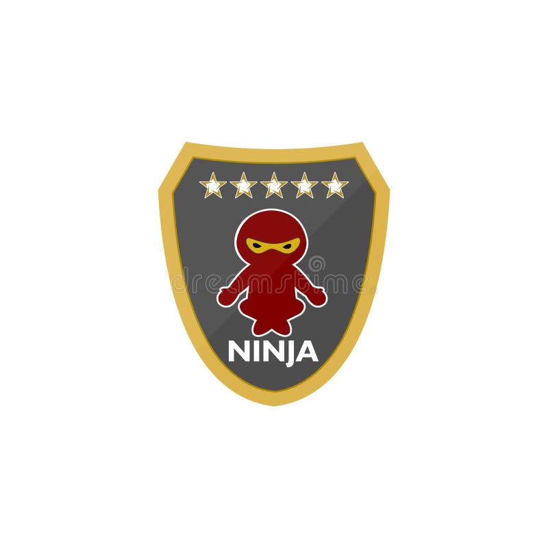 Ninja Shield Logo Icon with Shadow Stock Vector - Illustration of ...